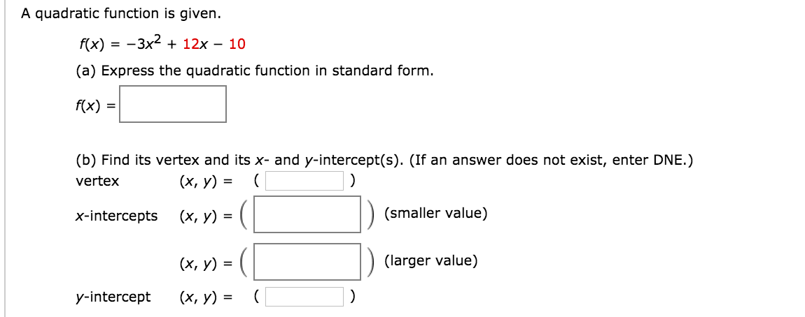 Solved A quadratic function is given. f(x) = -3x^2 + 12x | Chegg.com