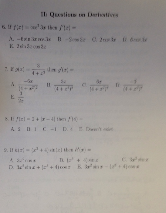 Solved If f(x) = cos^2 3x then f'(x) = -6sin 3x cos 3x | Chegg.com