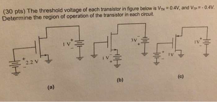 Solved The threshold voltage of each transistor in figure | Chegg.com