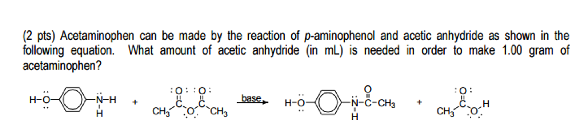 Solved Acetaminophen can be made by the reaction of | Chegg.com