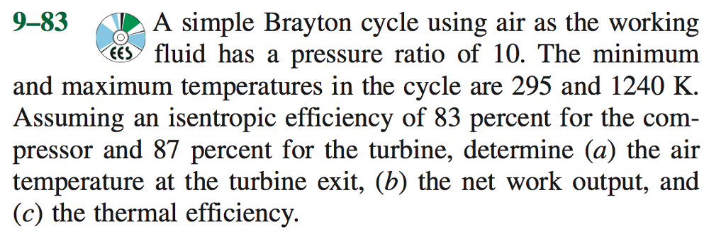 Solved A simple Brayton cycle using air as the working fluid | Chegg.com
