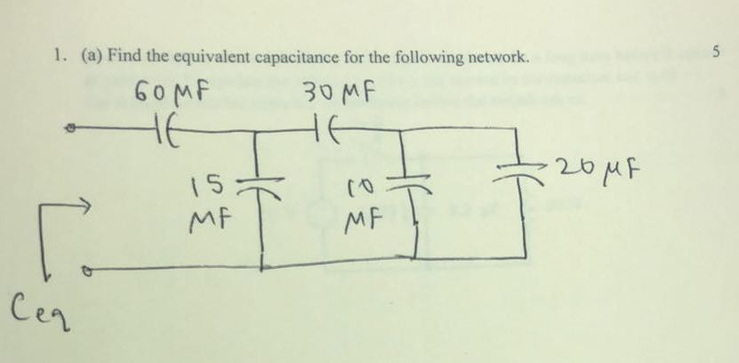 Solved 1. (a) Find the equivalent capacitance for the | Chegg.com