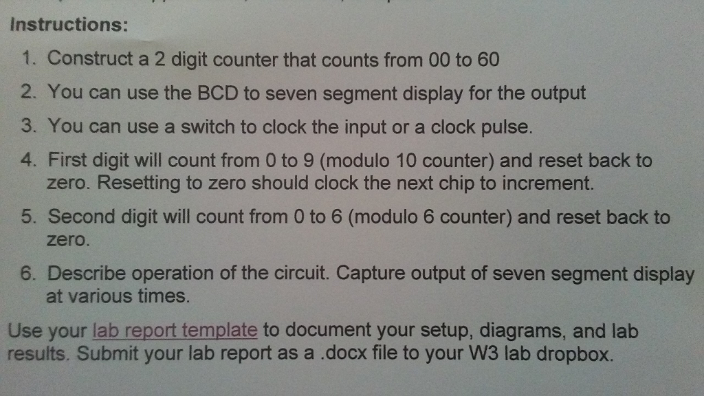 Instructions: 1. Construct a 2 digit counter that | Chegg.com