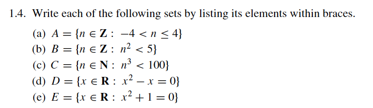 Solved Write each of the following sets by listing its | Chegg.com