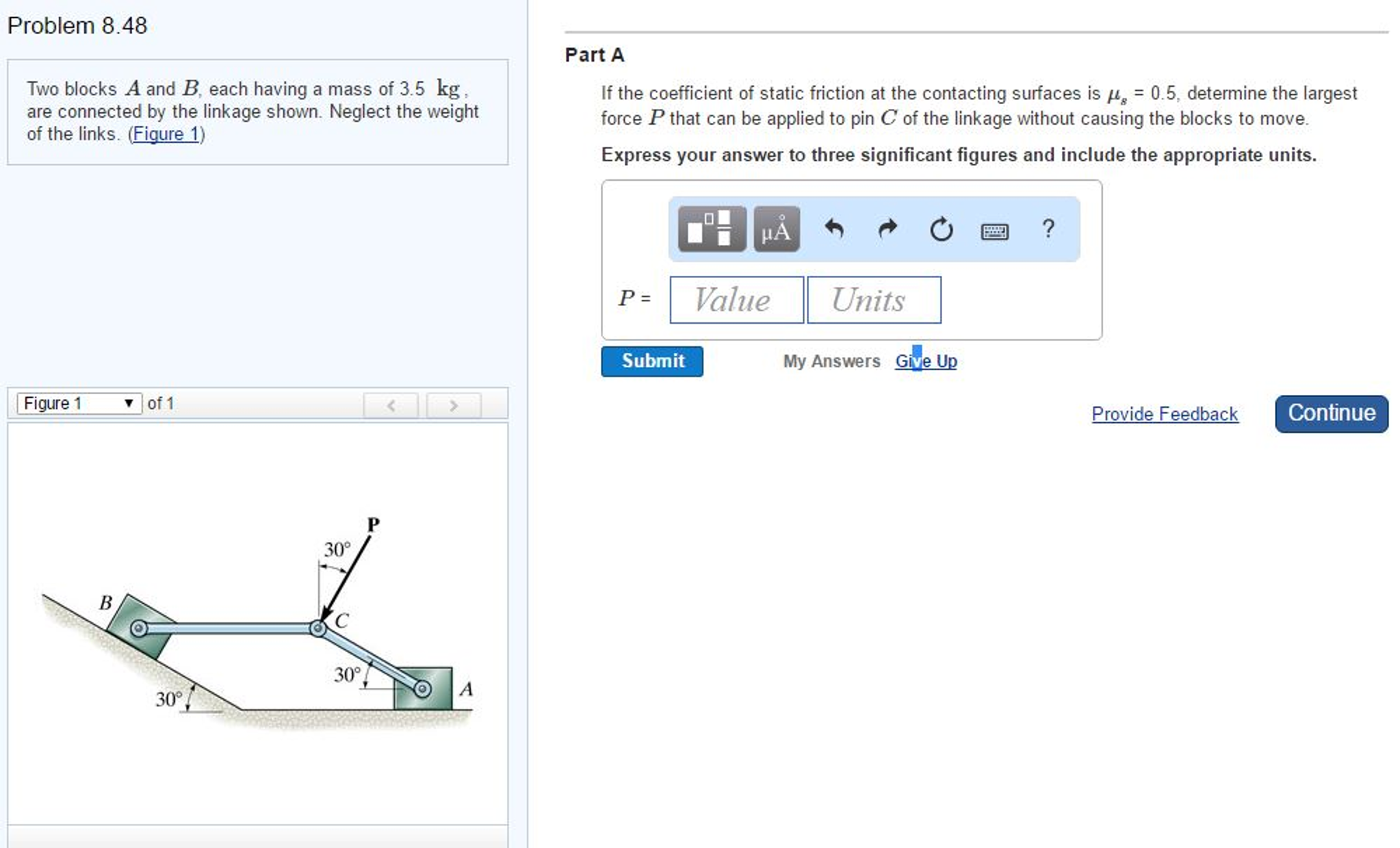 Solved Two Blocks A And B Each Having A Mass Of 3 5 Kg Are