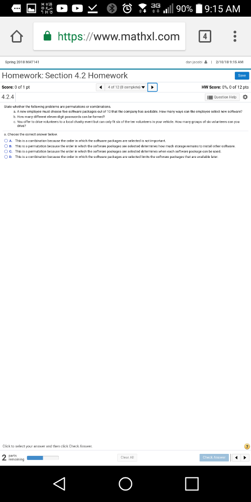 3G https://www.mathxl.com 4 Spring 2018 MAT 141 dan | Chegg.com