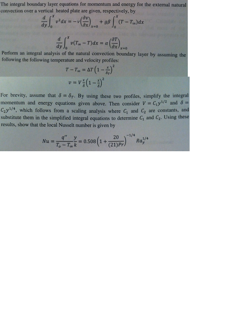 Solved The integral boundary layer equations for momentum | Chegg.com