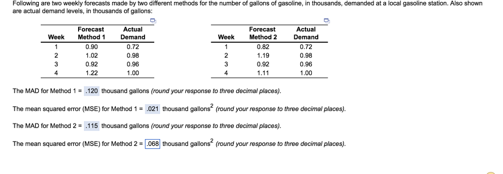 Solved Following are two weekly forecasts made by two | Chegg.com