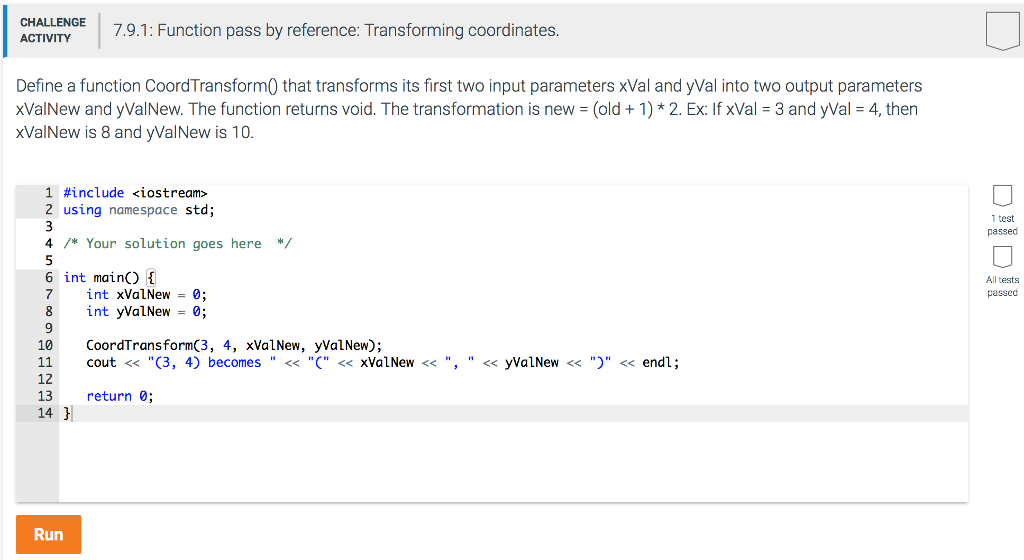 Solved: CHALLENGE ACTIVITY 7.9.1: Function Pass By Referen... | Chegg.com