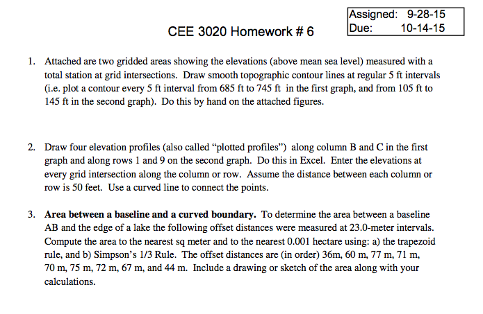 Solved signed: 9-28-15 10-14-15 CEE 3020 Homework # 6 Due 1. | Chegg.com
