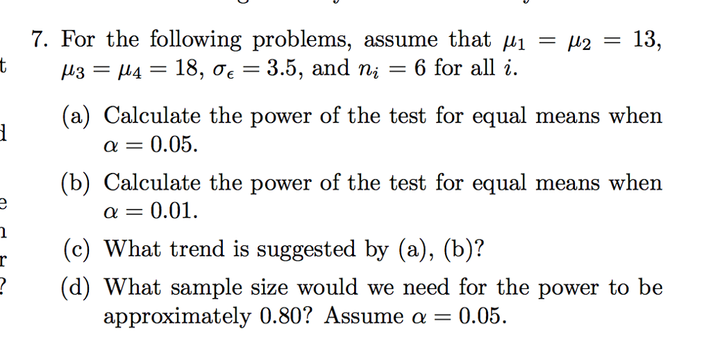 Solved 7. For the following problems, assume that μ1 = μ2 | Chegg.com