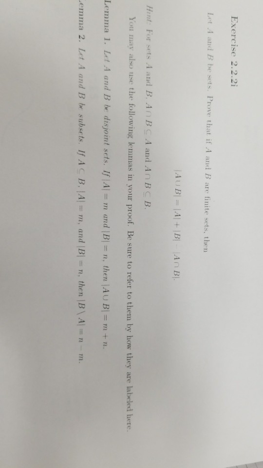 Solved Exercise 2.2.2i Let A and B be sets. Prove that if A | Chegg.com