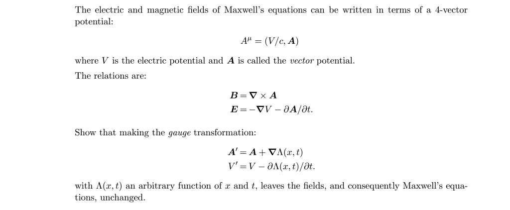 Solved The electric and magnetic fields of Maxwell's | Chegg.com