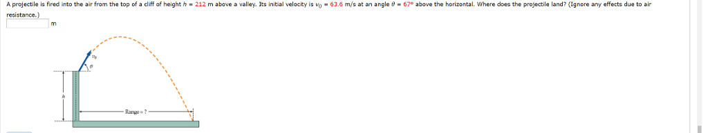 Solved A projectile is fired into the air from the top of a | Chegg.com