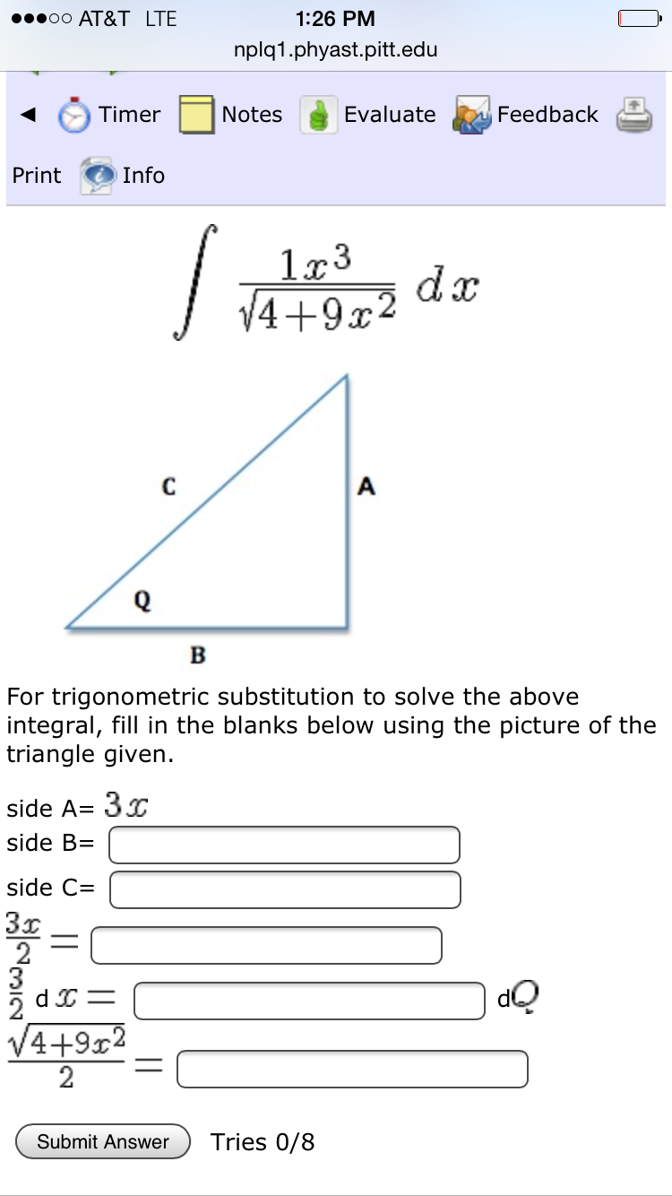 Solved For trigonometric substitution to solve the above | Chegg.com