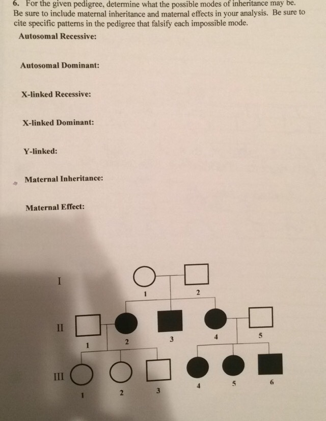 Solved 6 For The Given Pedigree Determine What The