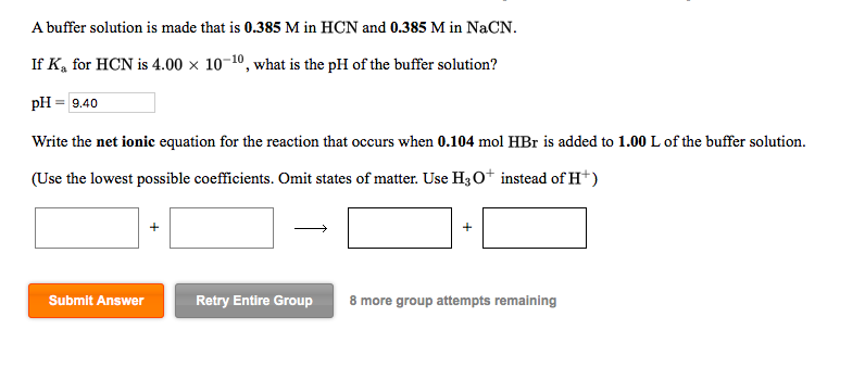 Solved A buffer solution is made that is 0.385 M in HCN and | Chegg.com