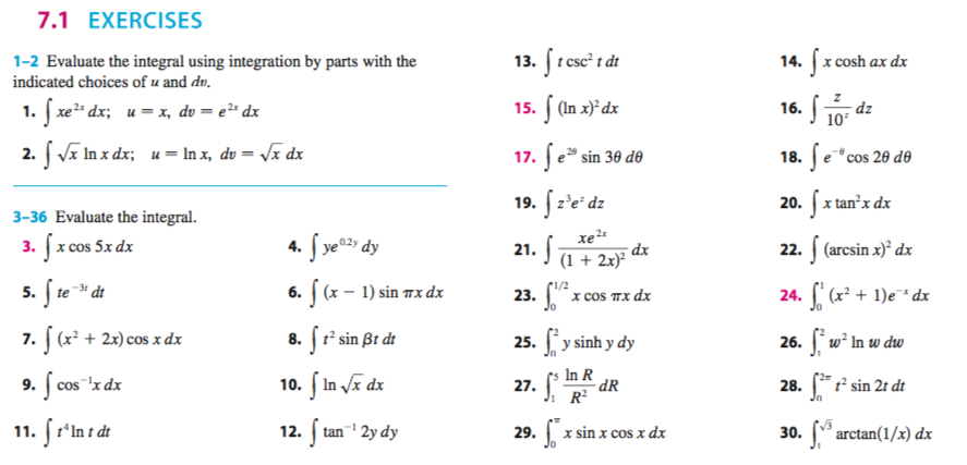 Solved 7.1 EXERCISES 13. tcsc tdt 1-2 Evaluate the integral | Chegg.com