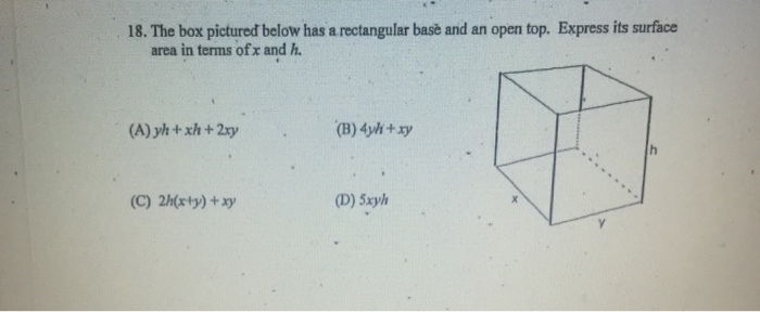 Solved the box pictured below has a rectangular base and an | Chegg.com
