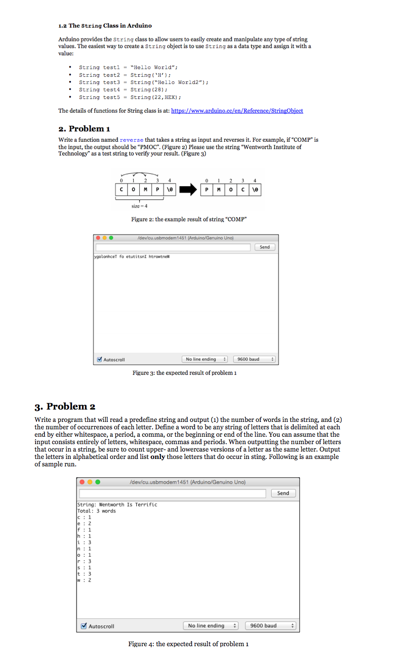 Solved Arduino Provides The String Class To Allow Users To 4661