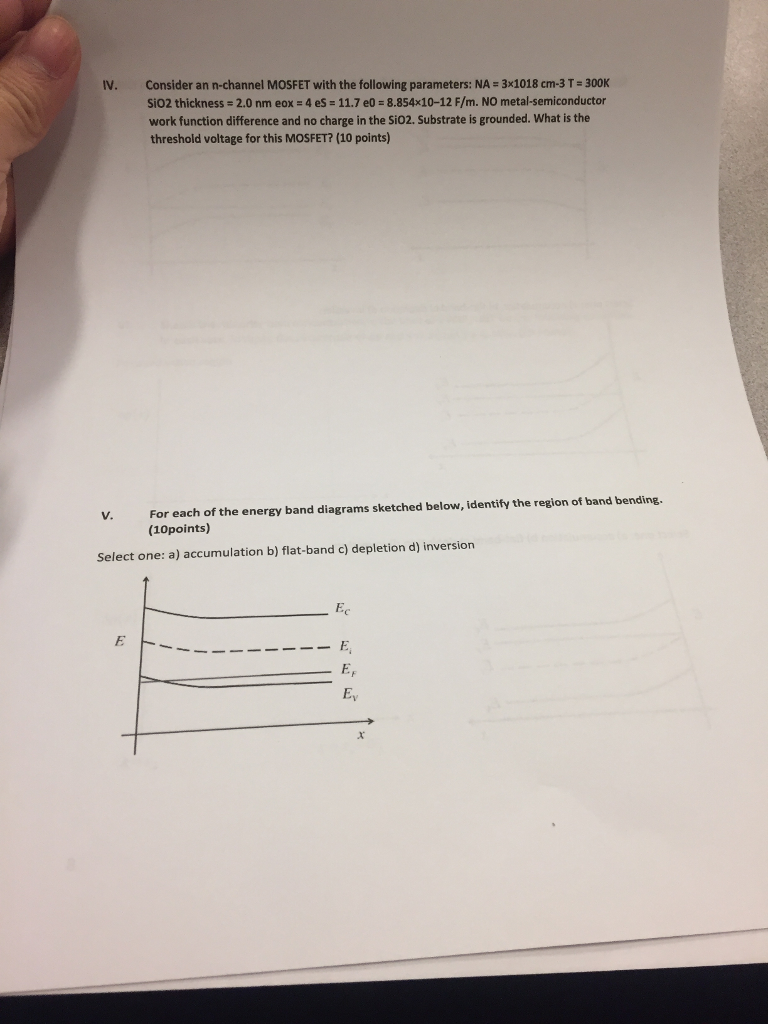 Solved Consider an n-channel MOSFET with the following | Chegg.com