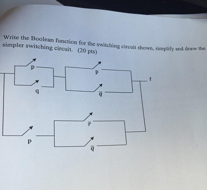 Solved Write the function for the switching circuit shown, | Chegg.com