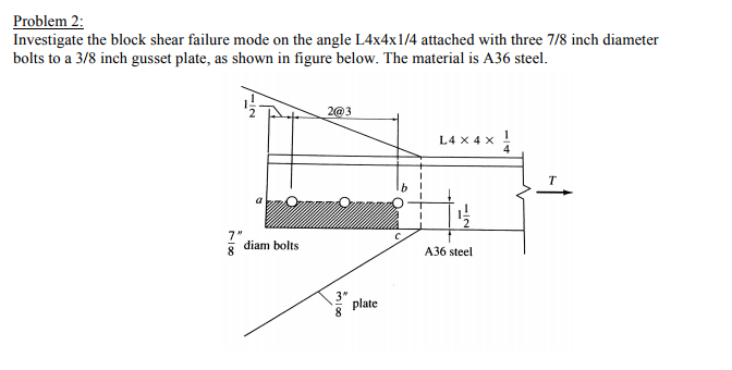 Solved Investigate the block shear failure mode on the angle | Chegg.com