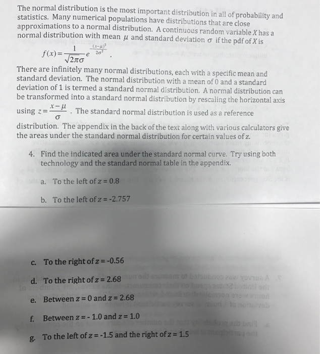 Solved The normal distribution is the most important | Chegg.com