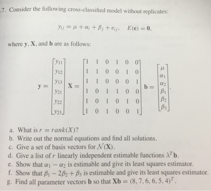 Solved Consider the following cross-classified model without | Chegg.com