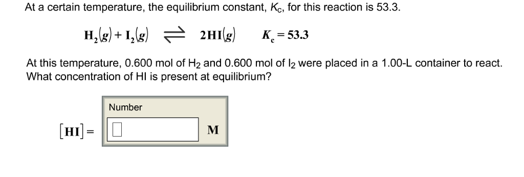 Solved At a certain temperature, the equilibrium constant, | Chegg.com