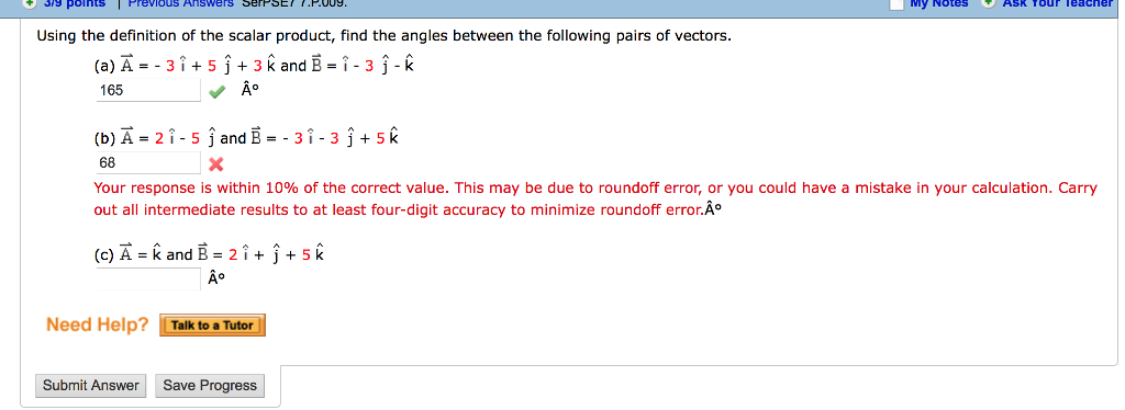 Solved Using the definition of the scalar product, find the | Chegg.com