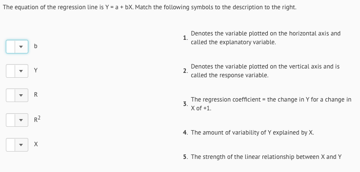 Solved The equation of the regression line is Y = a + bX. | Chegg.com
