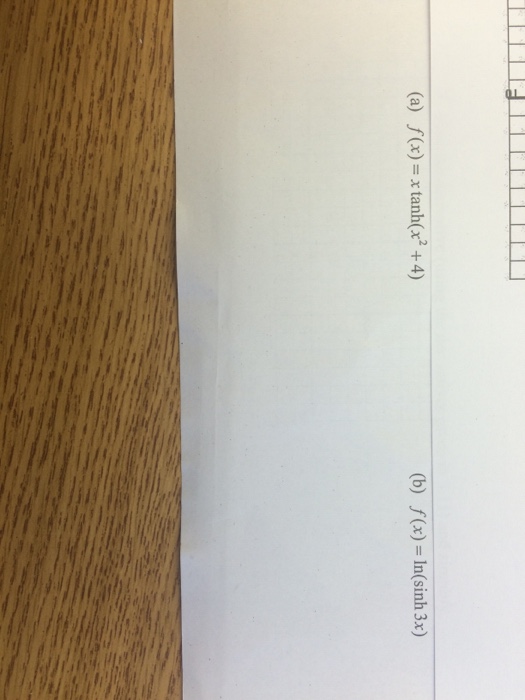 Solved (a) (x)tanh(x2 +4) (b) f (x) - In(sinh 3x) | Chegg.com