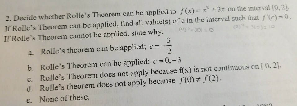 Solved 2. Decide whether Rolle's Theorem can be applied to | Chegg.com
