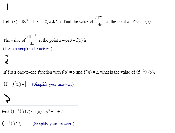 Solved Let f(x) = 8x3 - 15x2, x 1.5. Find the value of | Chegg.com