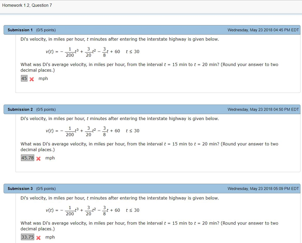Solved Homework 1.2, Question 7 Submission 1 (0/5 points) | Chegg.com