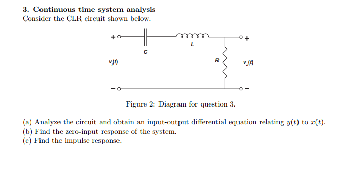 Solved 3. Continuous time system analysis Consider the CLR | Chegg.com