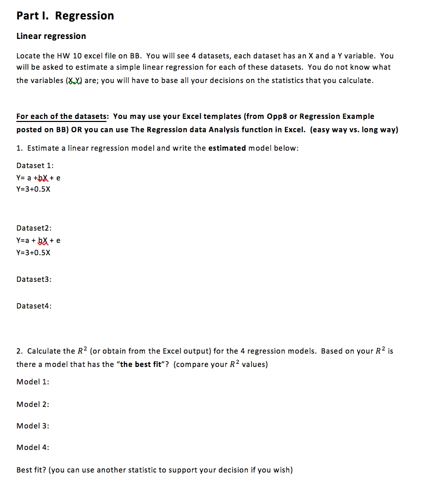 Solved Part I. Regression Linear regression Locate the HW 10 | Chegg.com