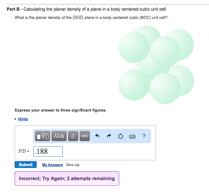 Solved Part A - Calculating the planar density of a simple | Chegg.com