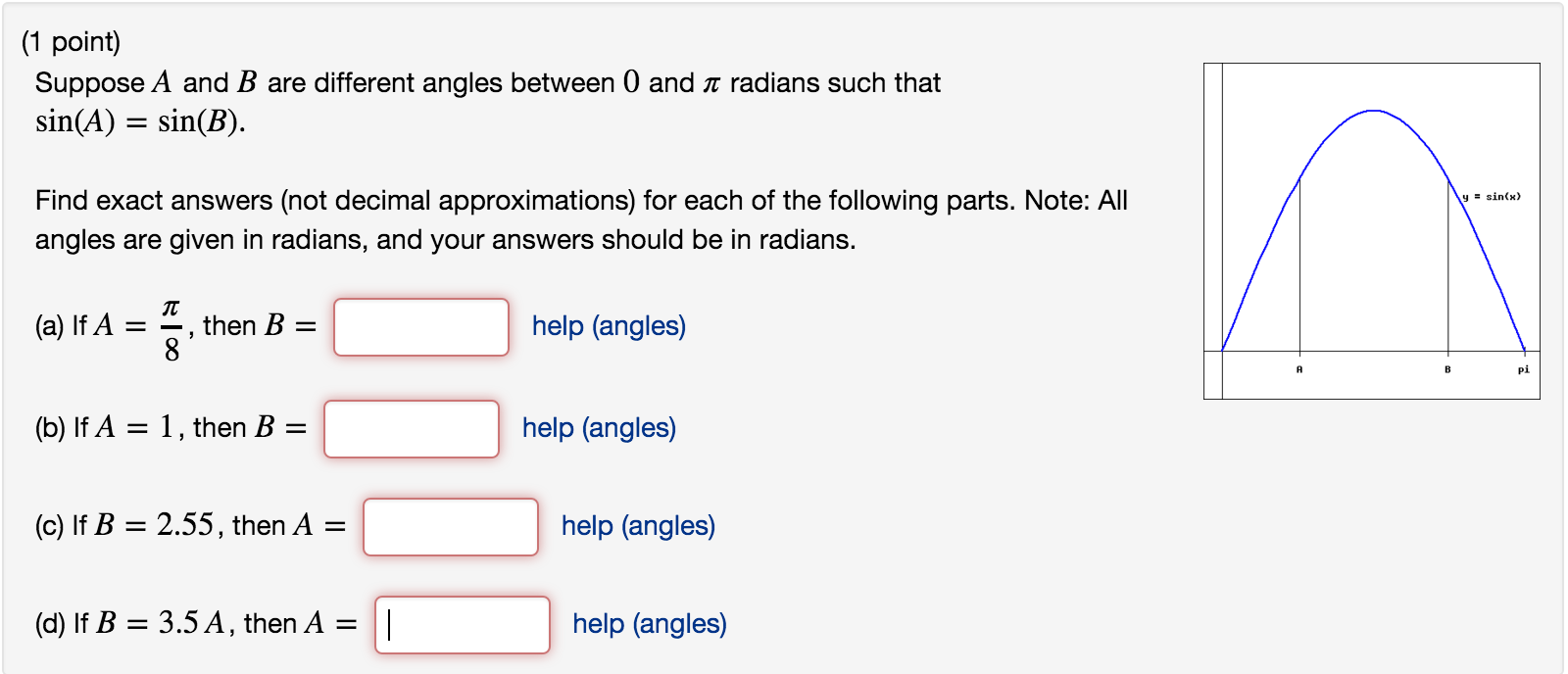 Solved Suppose A and B are different angles between 0 and pi | Chegg.com