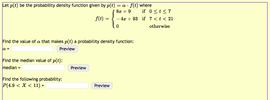 Solved Let p(t) be the probability density function given by | Chegg.com
