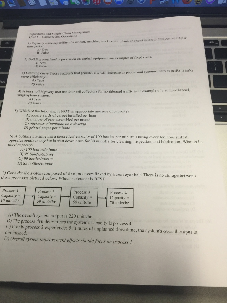 Solved Operations and Supply Chain Management Quiz 8 - | Chegg.com