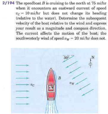 Solved The speedboat B is cruising to the north at 75 mi/hr | Chegg.com