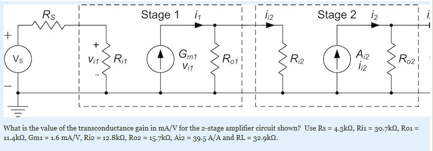 Solved What is the value of the transconductance gain in | Chegg.com