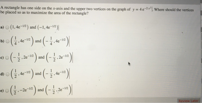 Solved A rectangle has one side on the x-axis and the upper | Chegg.com