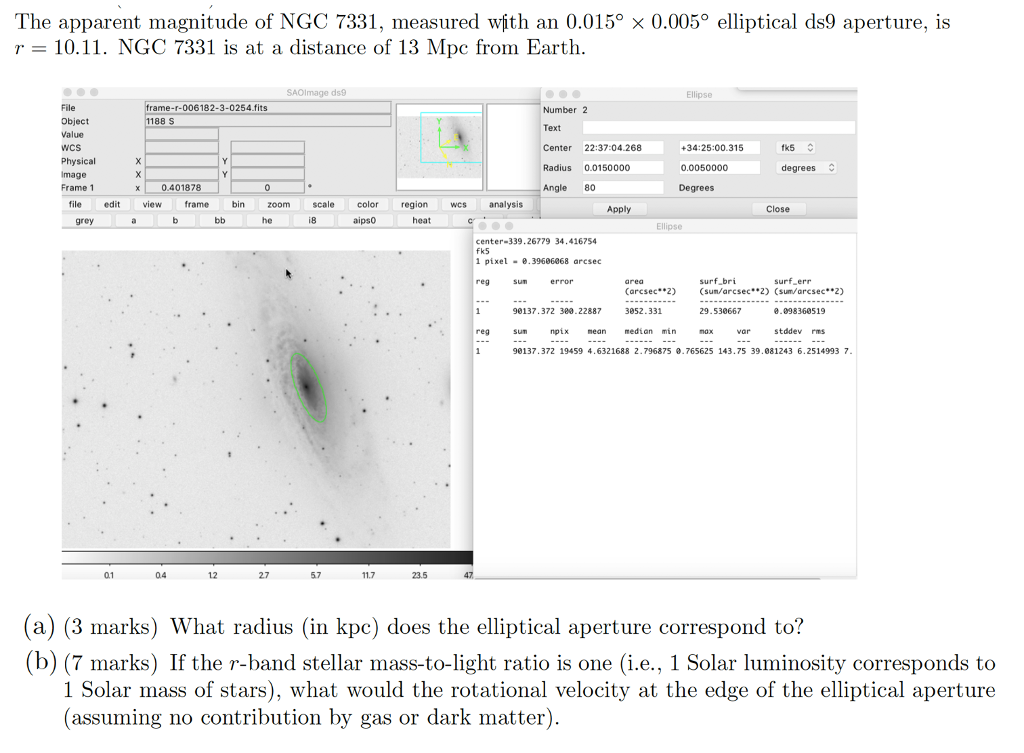 The apparent magnitude of NGC 7331, measured with an | Chegg.com