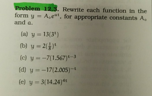 Solved Problem 12.3. Rewrite each function in the form y | Chegg.com
