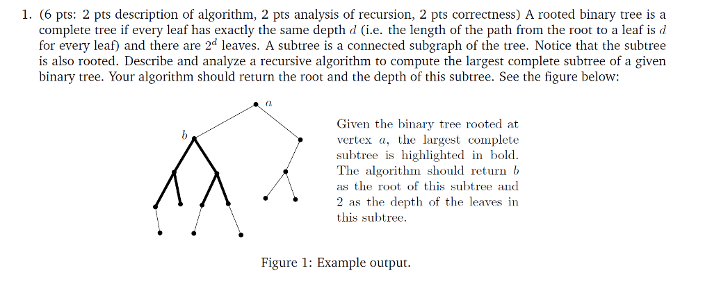 Solved 1. (6 pts: 2 pts description of algorithm, 2 pts | Chegg.com