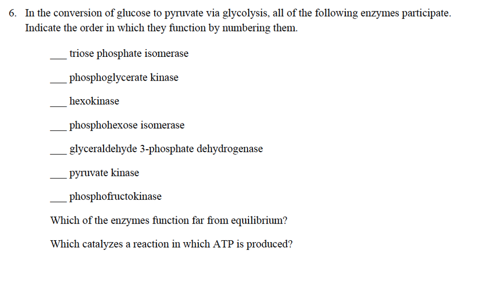Solved In the conversion of glucose to pyruvate via | Chegg.com