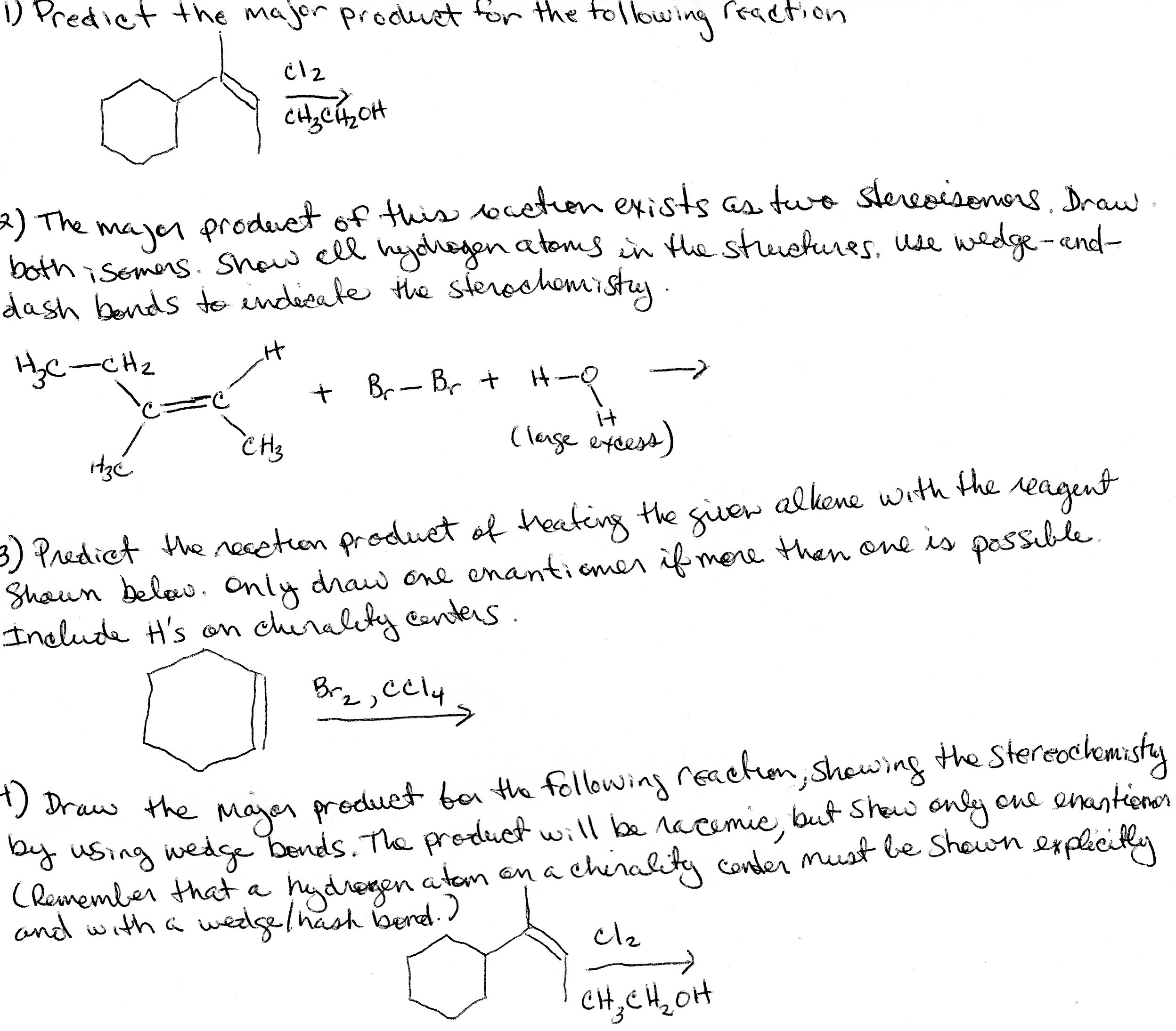 Predict the major product for the following reaction | Chegg.com